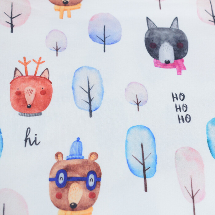 100x150 cm Sweat/French Terry Digitaldruck Waldtiere mit Bäume Stoffsale.de